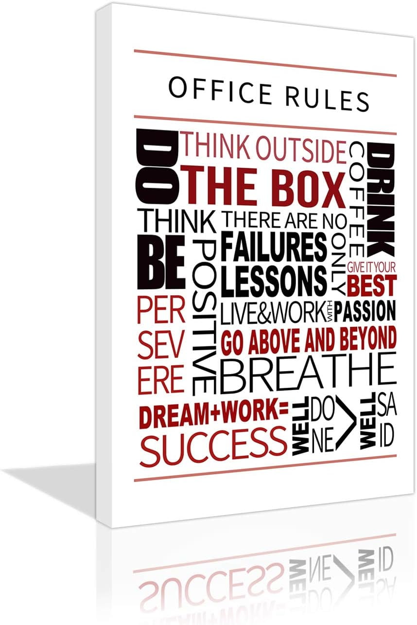 AEFER Inspirational Office Wall Art Office Rules Inspiring Painting ...