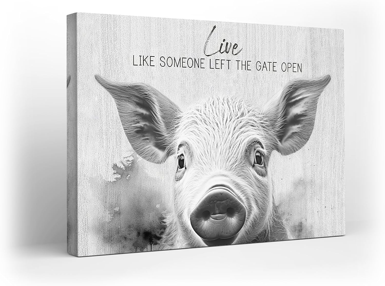 AEFER Inspirational Pig Canvas Wall Art Black and White Pig Print ...