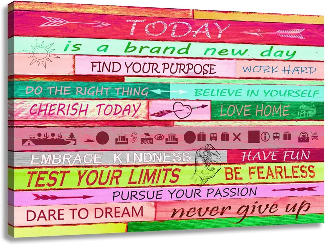 AEFER Inspirational Poster Wall Art Canvas, Motivational Quotes, Office ...