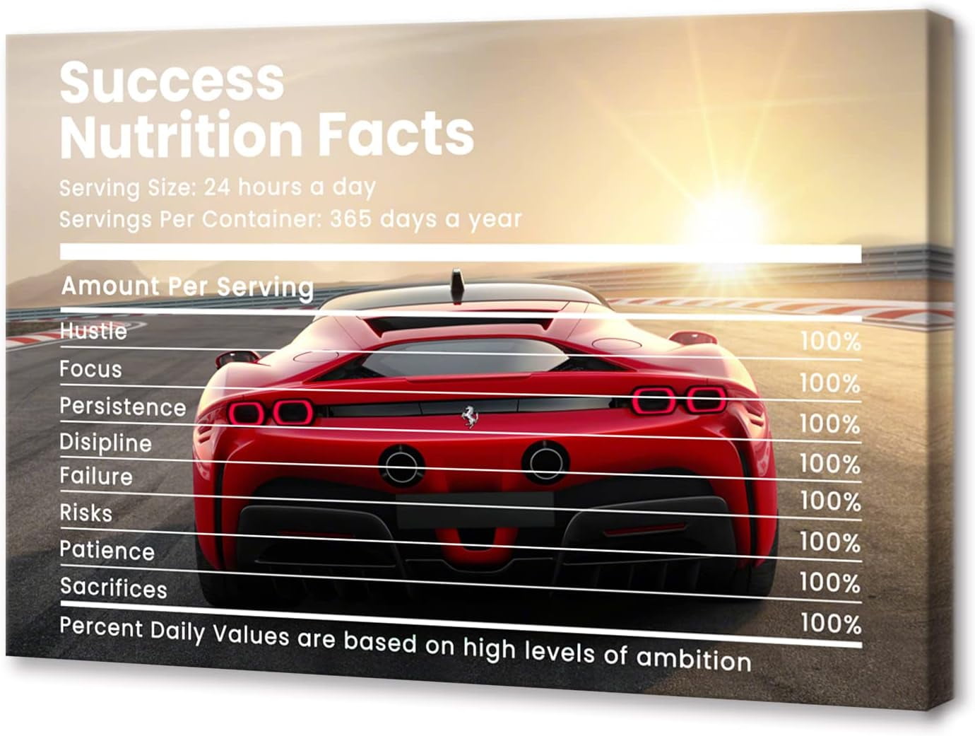 AEFER Inspirational Quotes Canvas Wall Art Success Nutrition Facts Wall ...