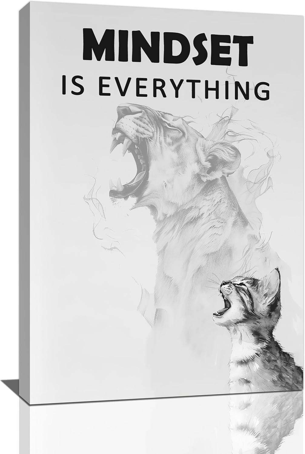 AEFER Inspirational Quotes Wall Art Mindset is Everything Cat Canvas ...