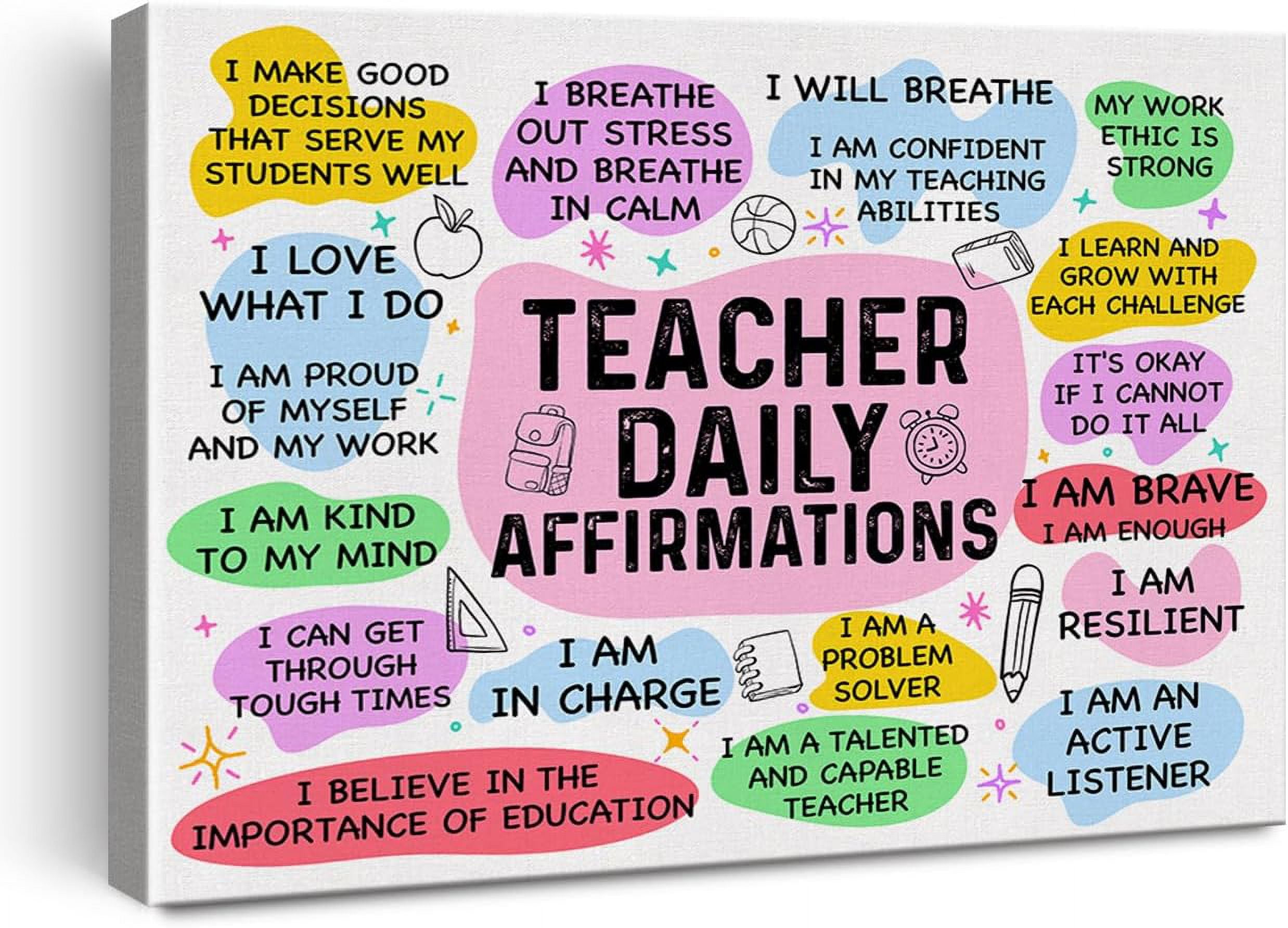 AEFER Inspirational Teacher Poster Canvas Wall Art for Office Home ...