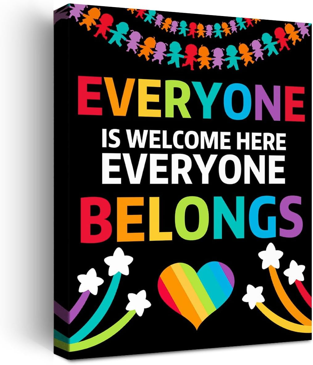 AEFER Inspirational Wall Art for Classroom Decor,Everyone is Welcome ...