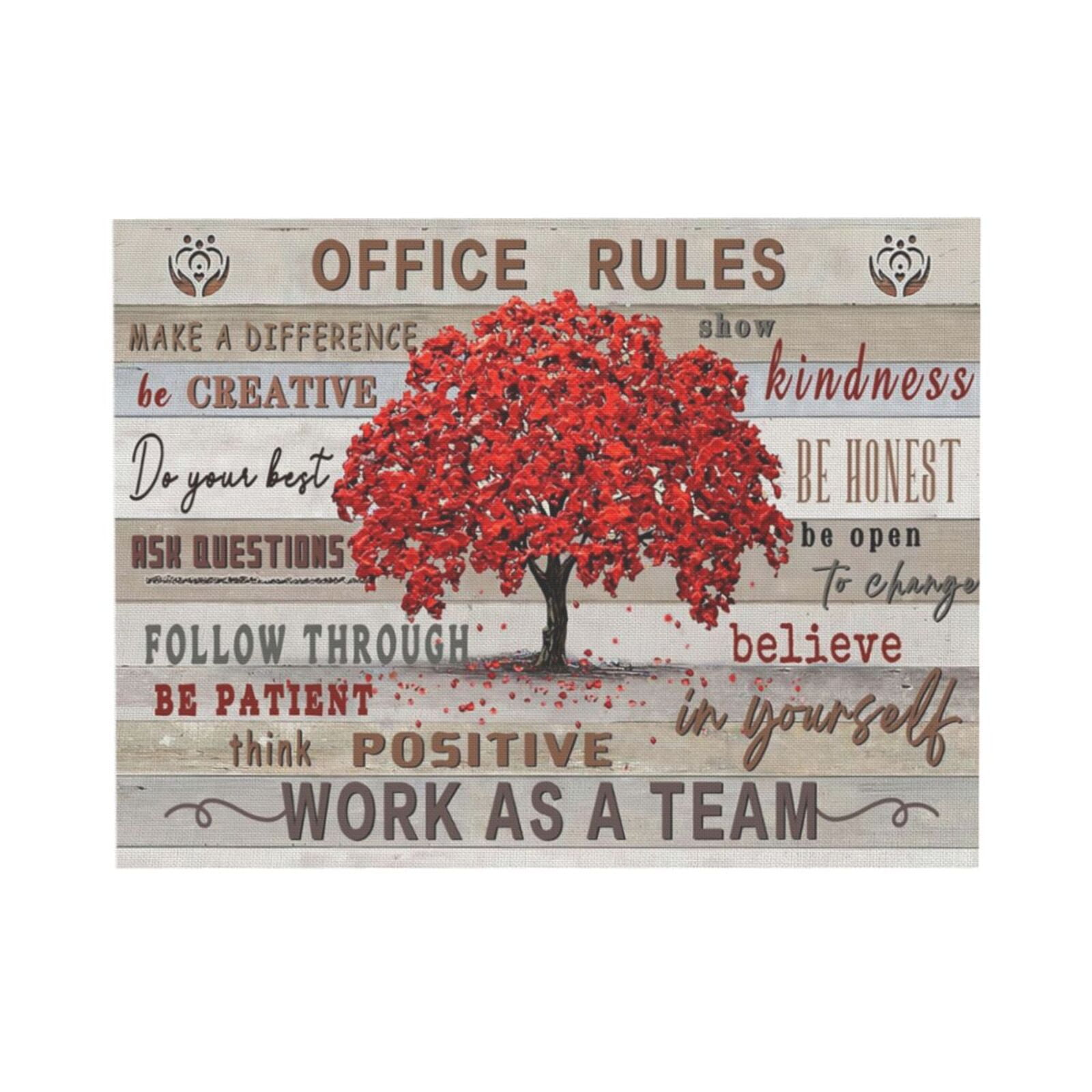 AEFER Inspirational Wall Art For Office Office Rules Canvas Wall Art Team Rules Motivation ...