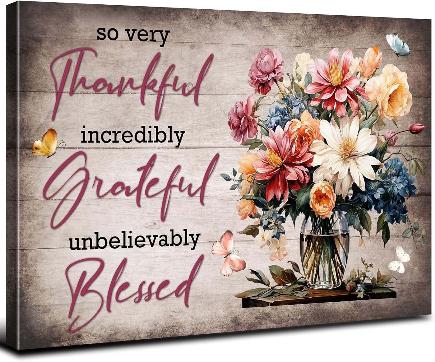 AEFER Inspirational Wall Art Thankful Grateful Blessed Wall Decor for ...