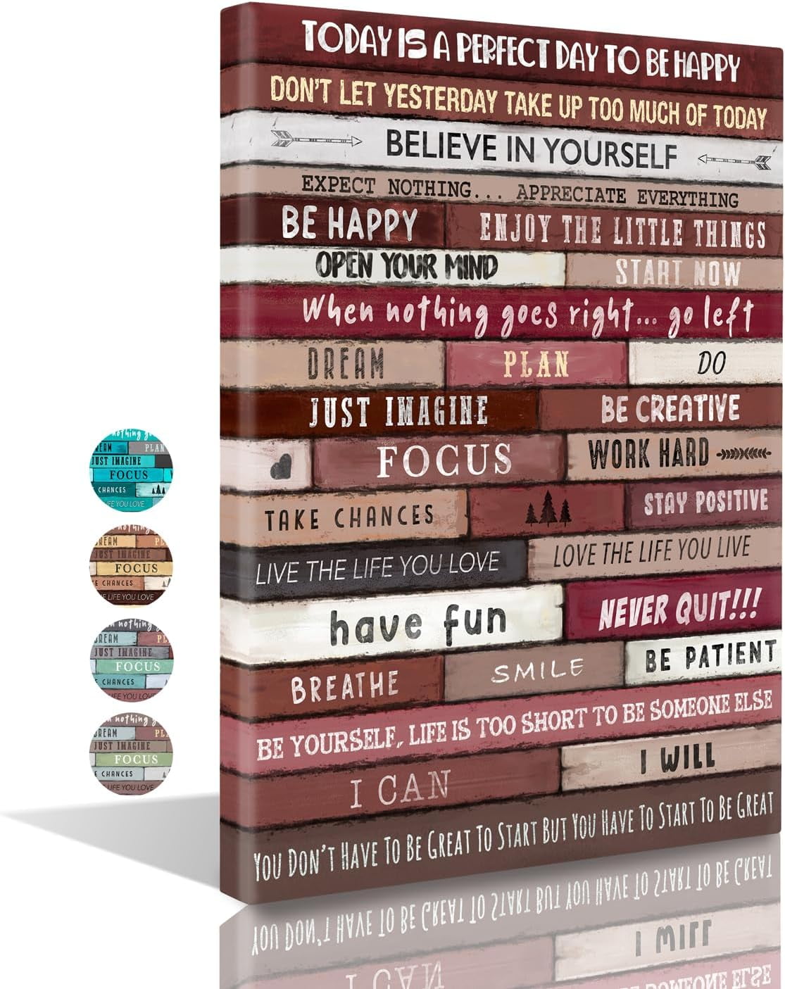 AEFER Inspirational Wall Art Unframed Canvas 12 x 16 in (Cherry ...