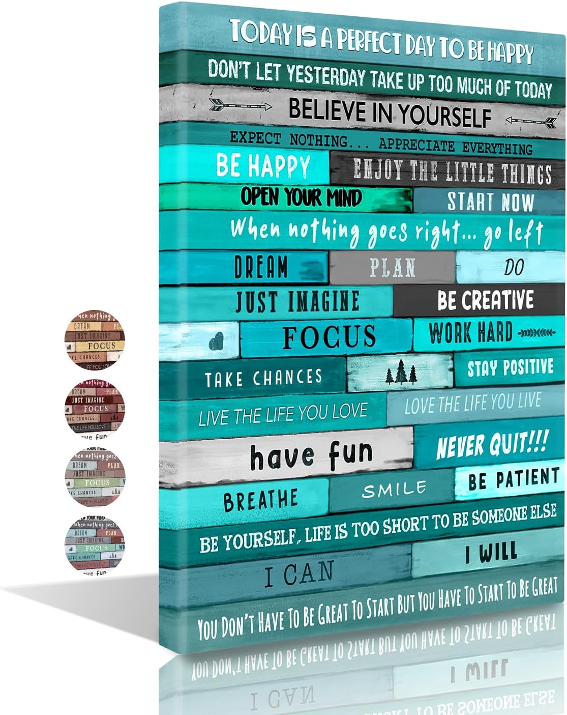 AEFER Inspirational Wall Art Unframed Canvas 12 x 16 in (Teal ...
