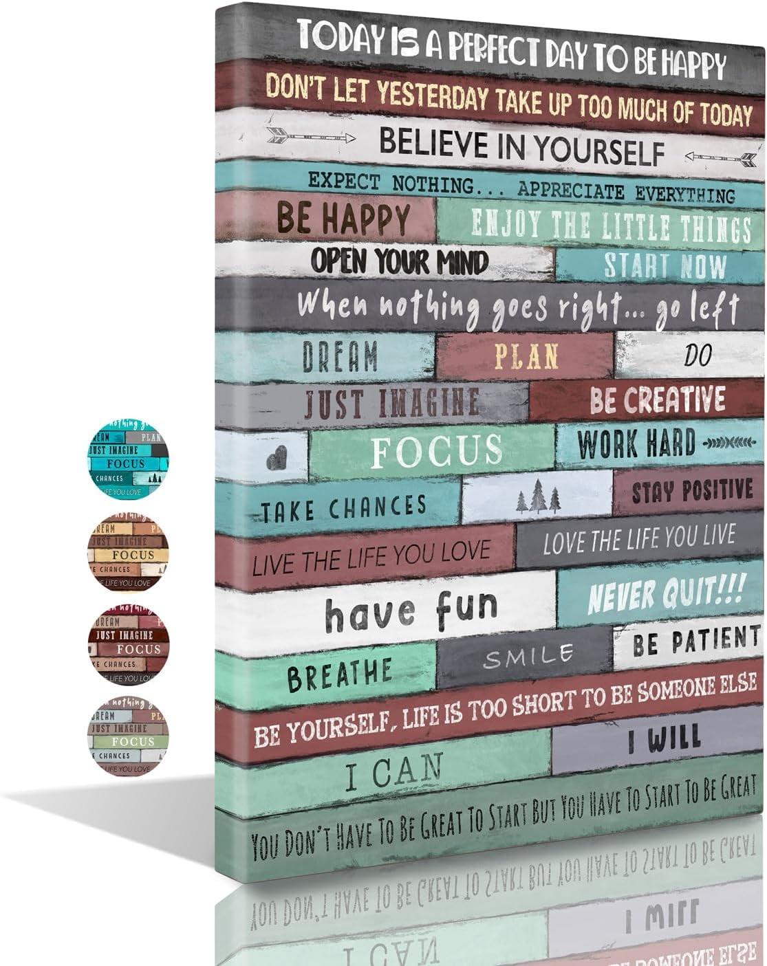 AEFER Inspirational Wall Art Unframed Canvas 12 x 16 in (Turquoise ...