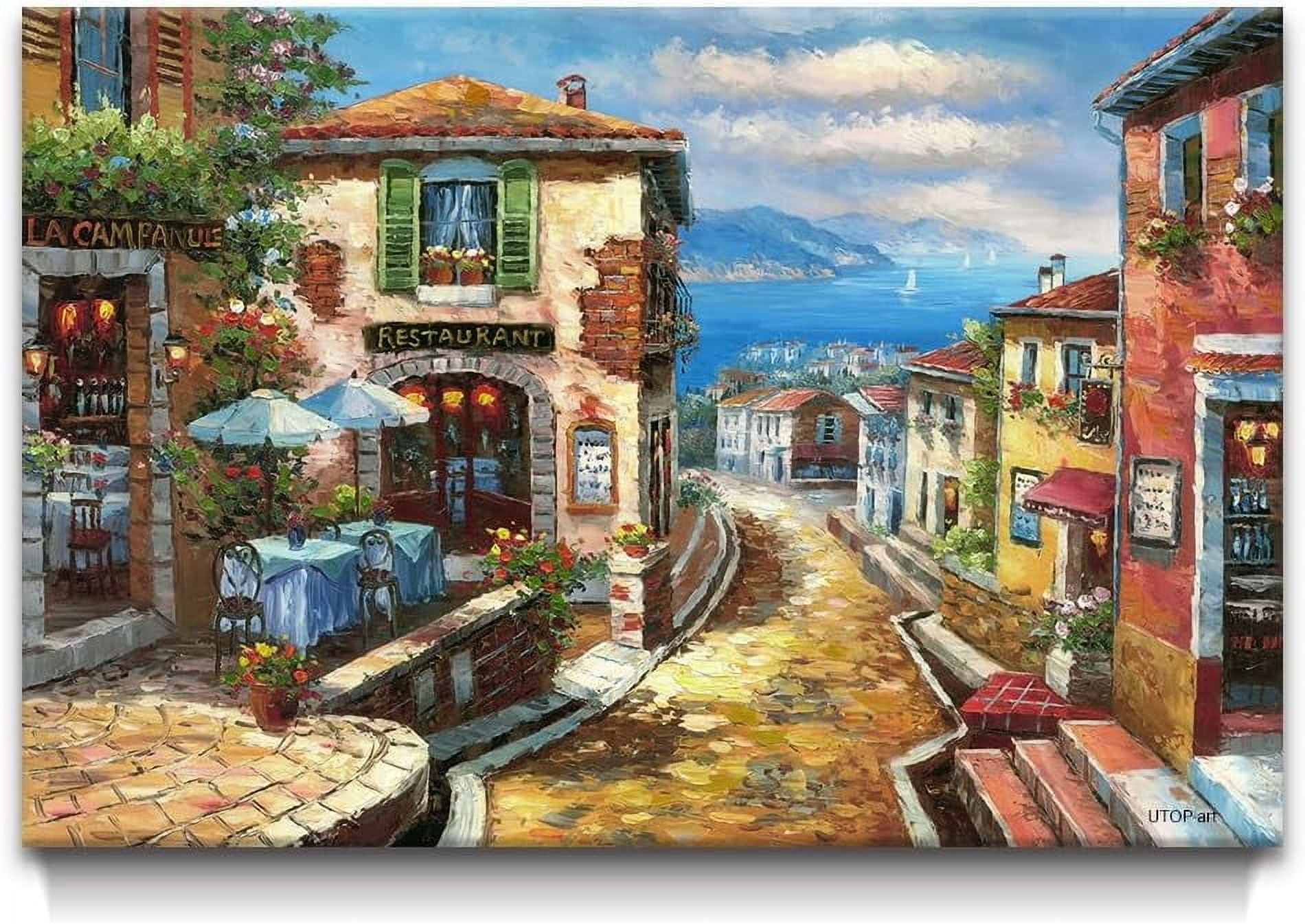 AEFER Italian Cityscape Abstract Wall Art Artwork: Mediterranean City ...