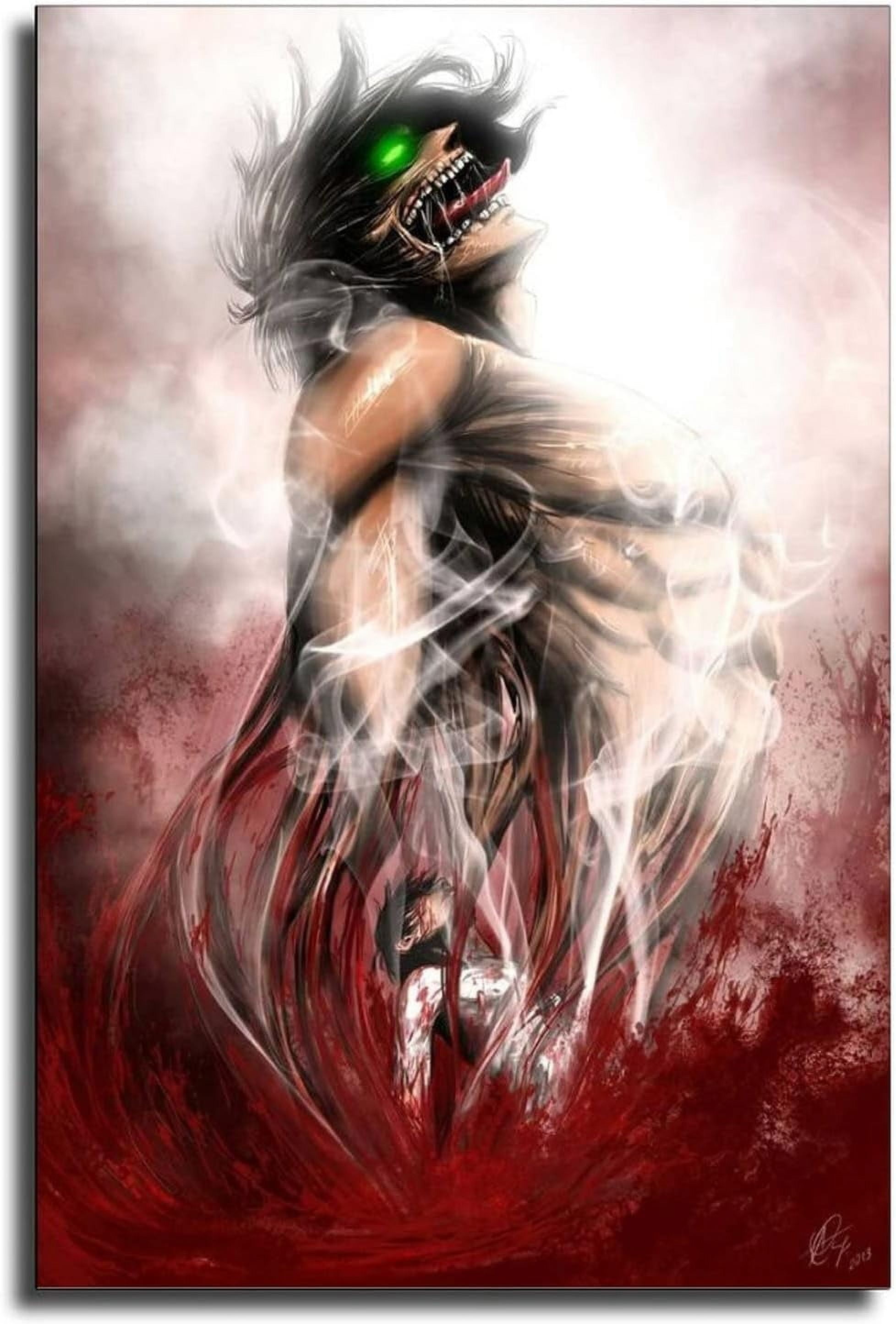 AEFER JIAFII Titan Japan Anime Eren Yeager Canvas Art Poster and Wall ...
