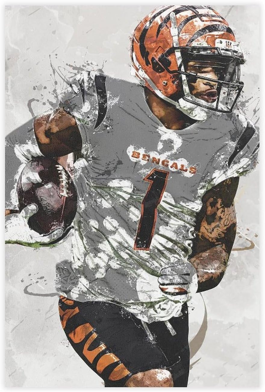 AEFER Ja'Marr Chase Poster Football Canvas Poster Bedroom Decor ...