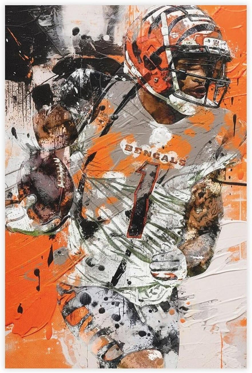 AEFER Ja'Marr Chase Poster Football Picture Canvas Poster Bedroom Decor ...