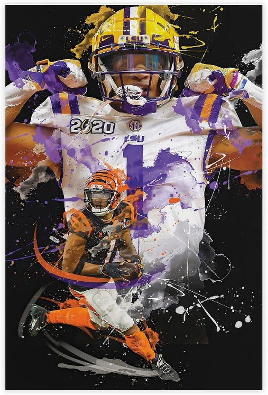 AEFER Ja'Marr Chase Poster Football Picture Canvas Poster Bedroom Decor ...