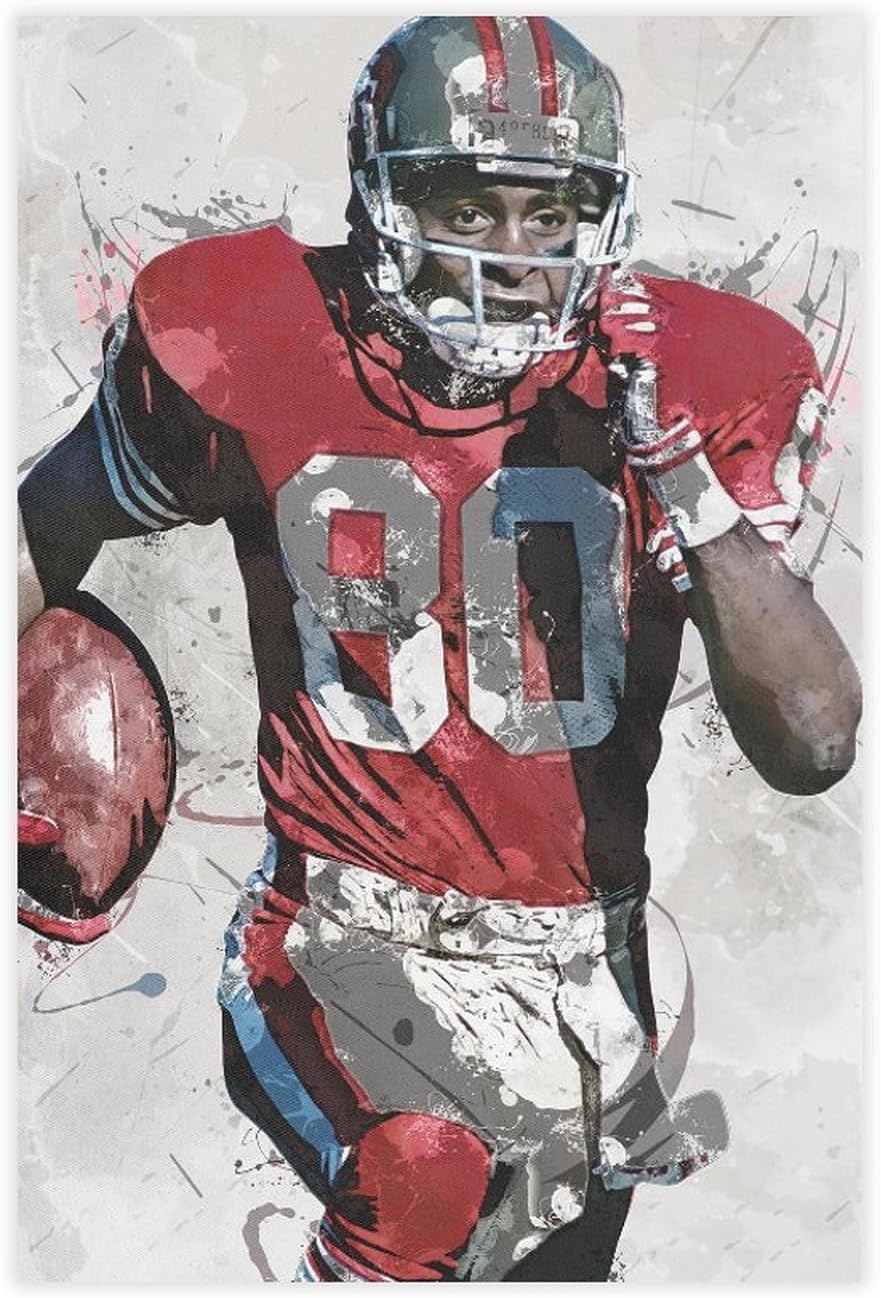 AEFER Jerry Rice Poster Football Canvas Poster Bedroom Decor Landscape ...