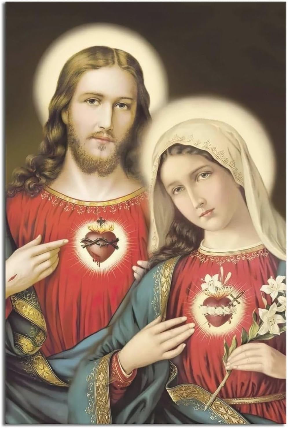 AEFER Jesus Art Sacred Heart of Jesus Christ And Immaculate Conception ...