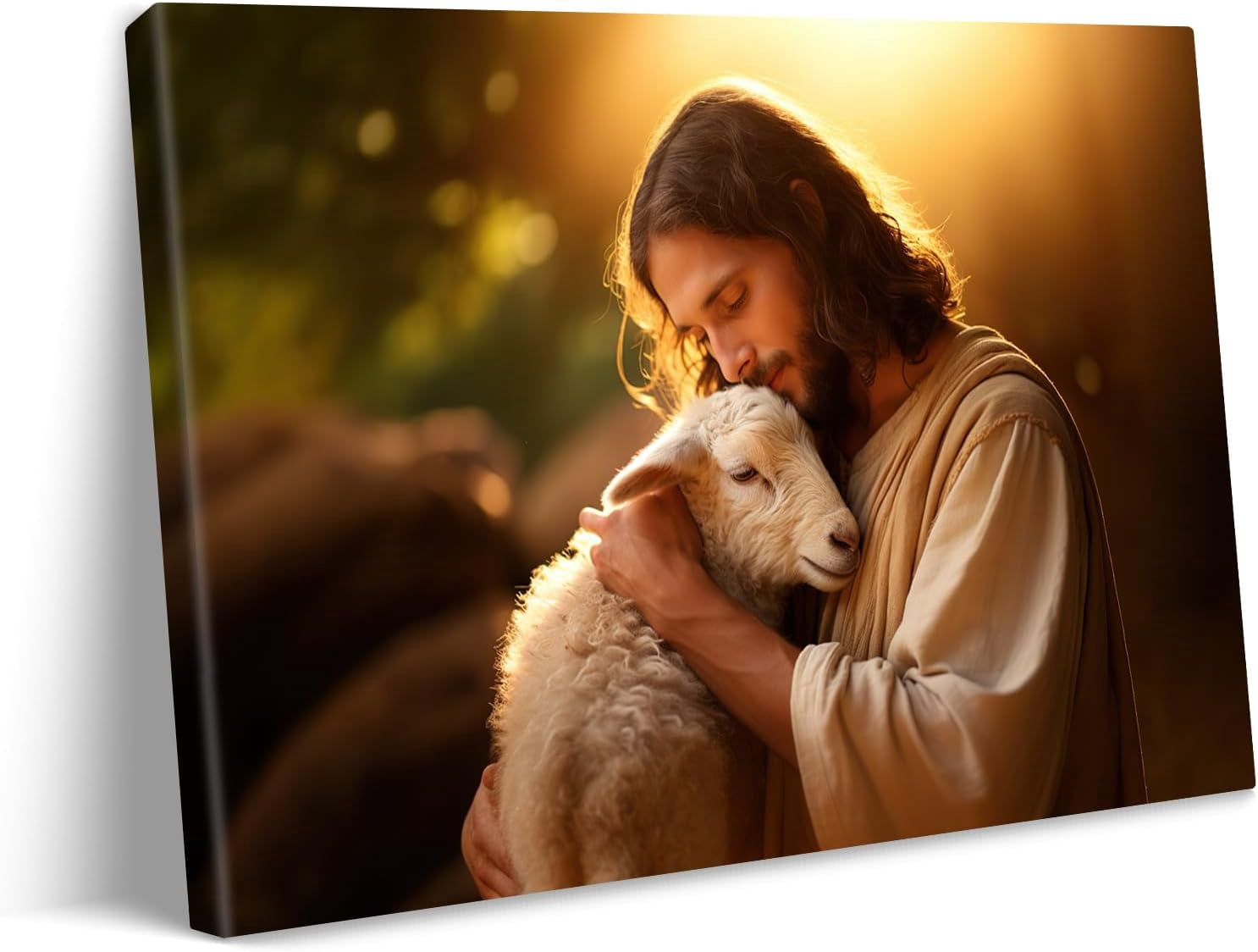 AEFER Jesus Canvas Print Wounded Lamb Soothed Christian Inspirational ...