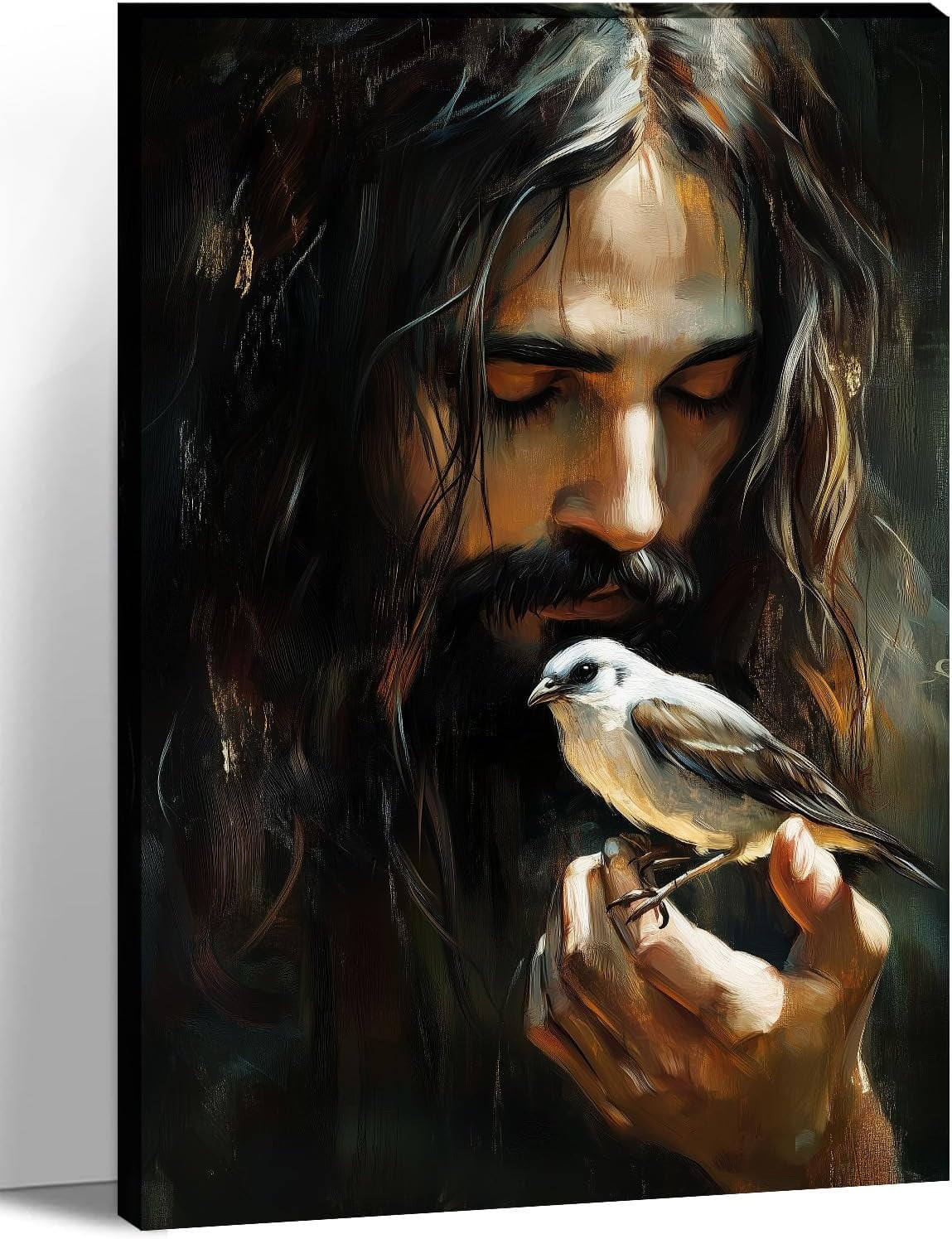AEFER Jesus Canvas Wall Art Christ Wall Decor Jesue With Bird Picture ...