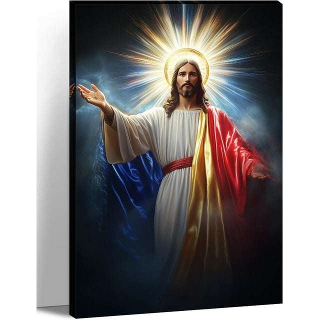 AEFER Jesus Canvas Wall Art Christian Wall Decor Sacred Halo of Jesus ...