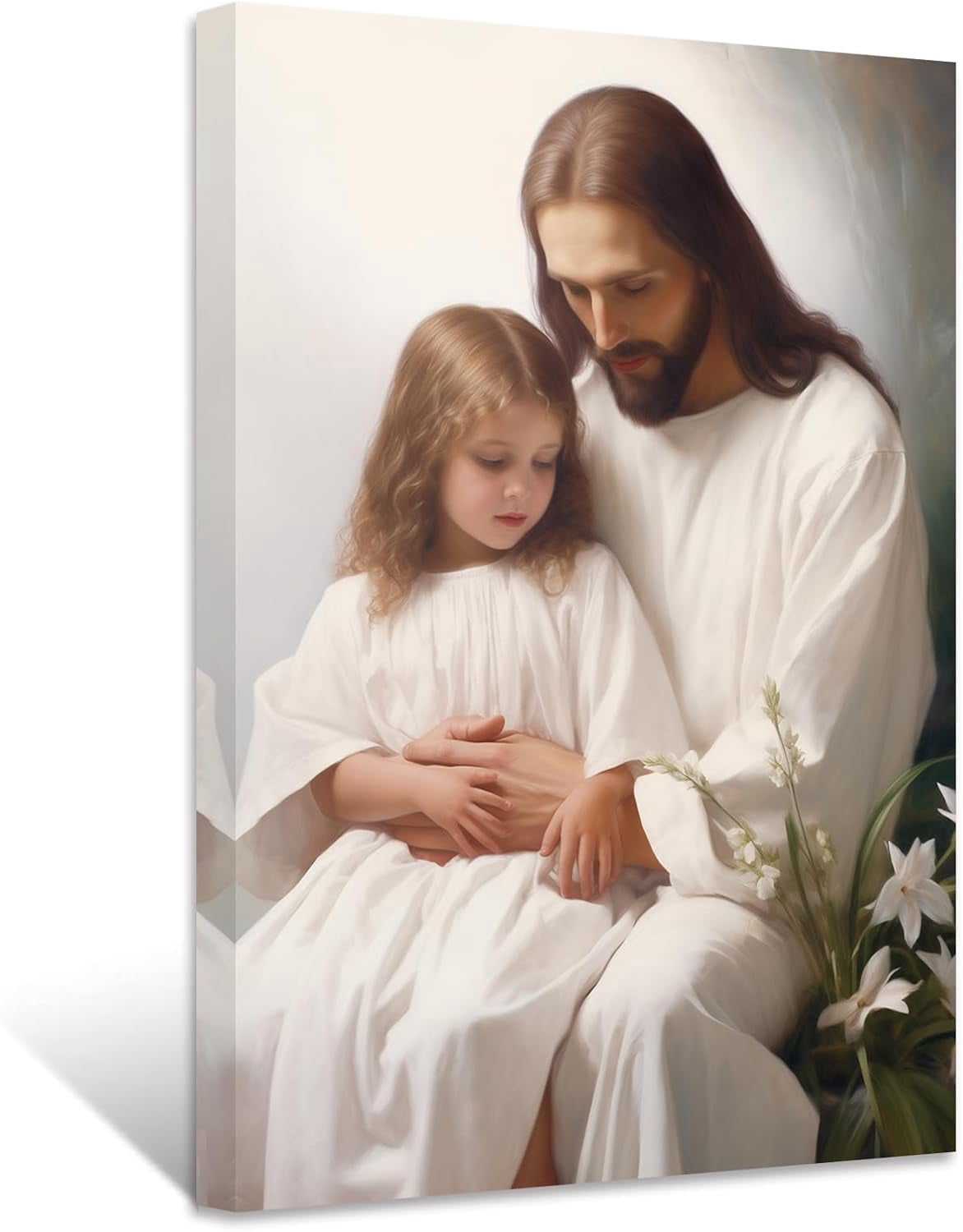 AEFER Jesus Canvas Wall Art God and Girl Pictures Prints Christian ...