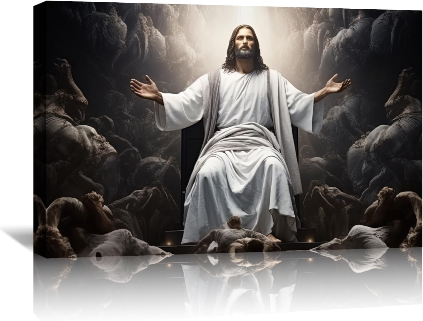 AEFER Jesus Canvas Wall Art Holy Light Black Jesus Picture Print ...