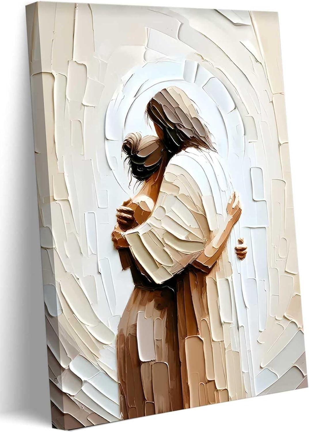 AEFER Jesus Canvas Wall Art Jesus Embracing Woman Safe in His Arms Wall ...