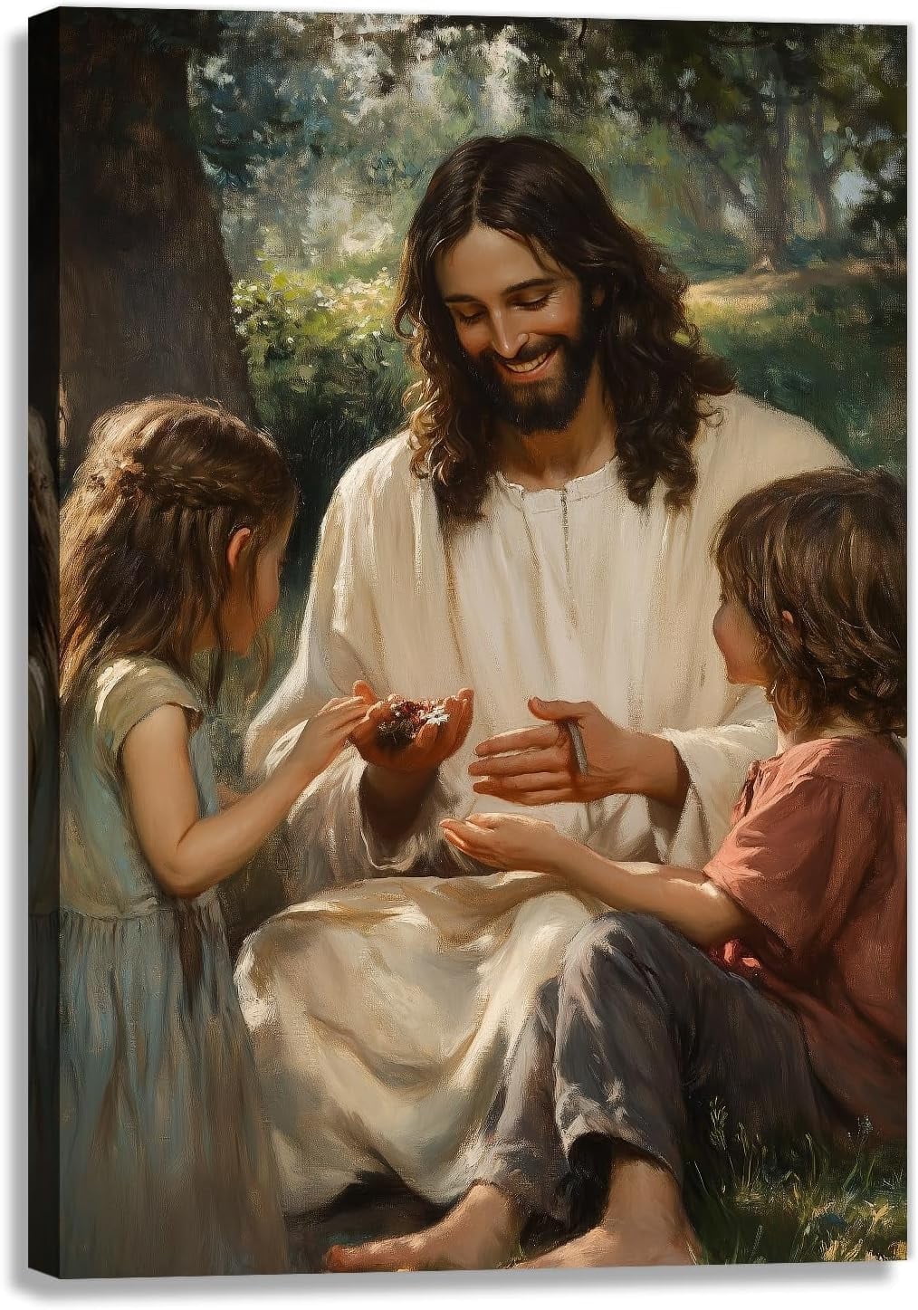 AEFER Jesus Canvas Wall Art Jesus Playing With Children Posters Wall ...