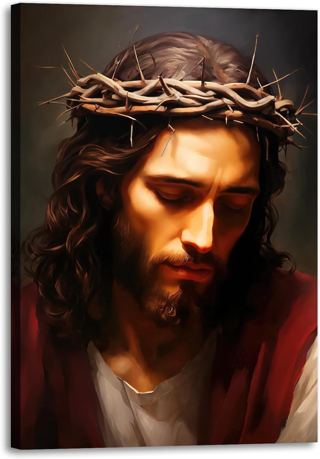 AEFER Jesus Canvas Wall Art Jesus With Thorns Pictures Mercy Jesus Art ...