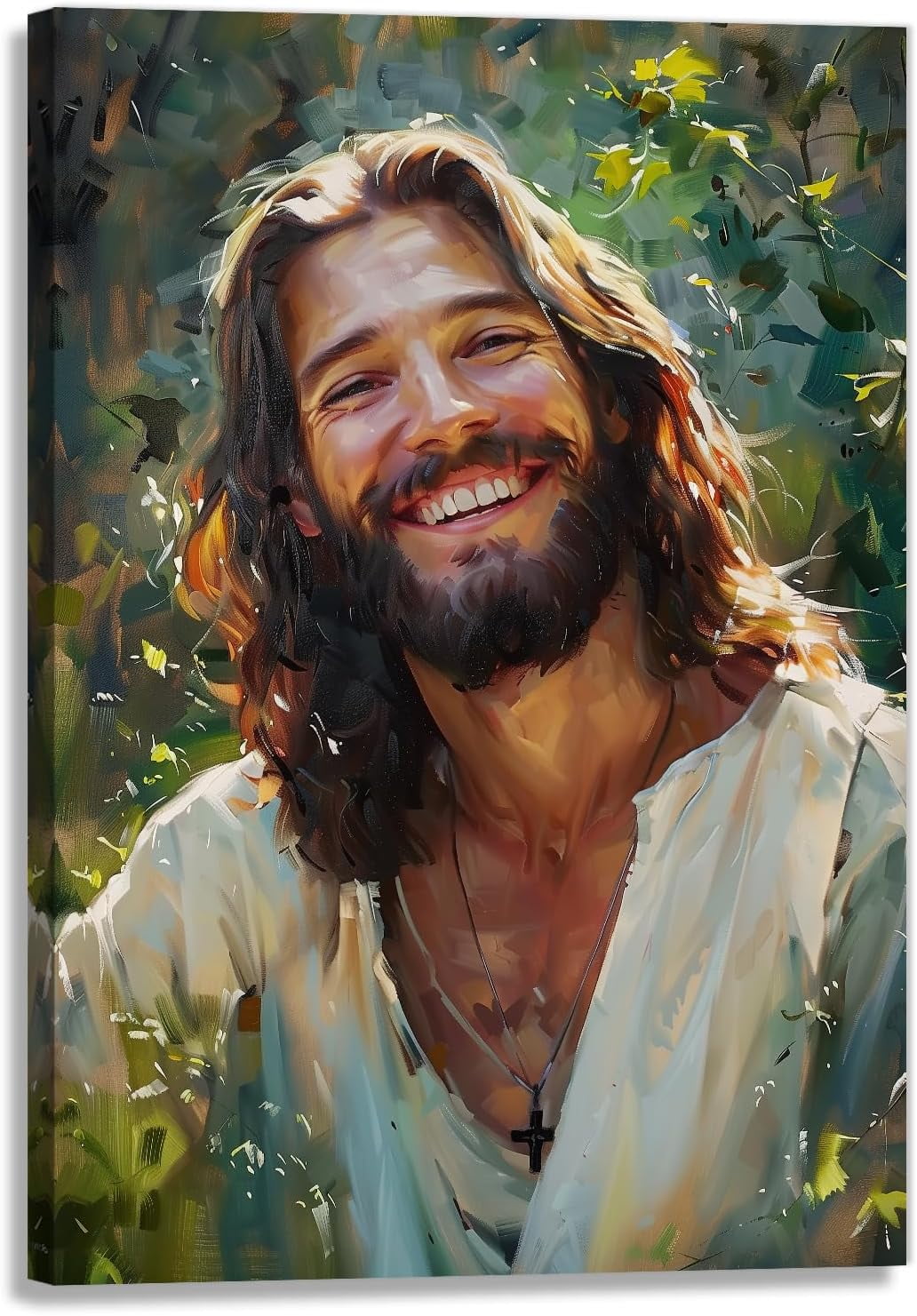 AEFER Jesus Canvas Wall Art Smiling Jesus Portrait Wall Decor God ...