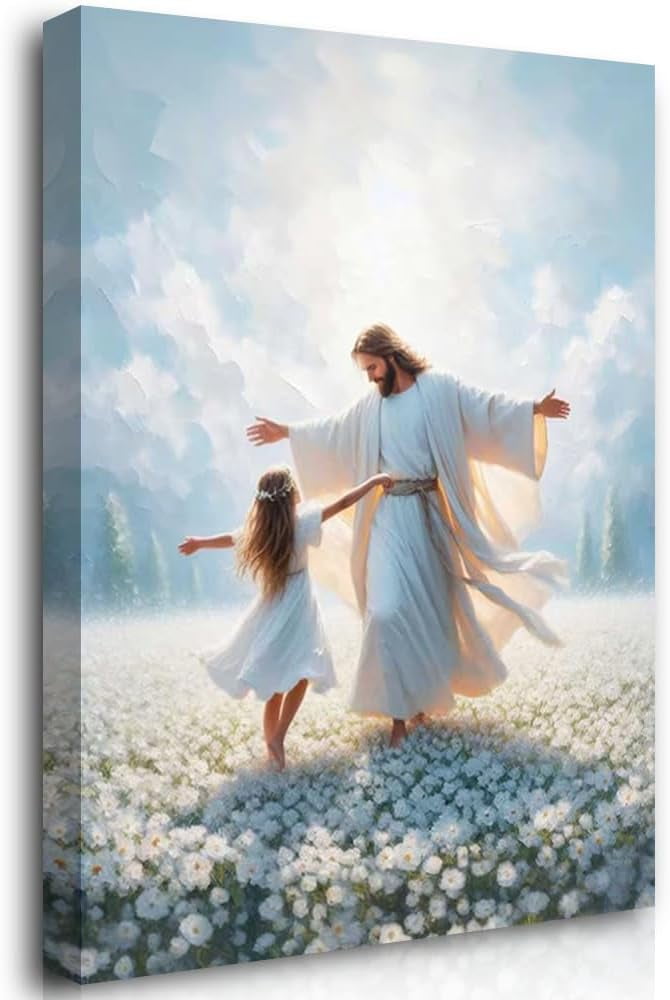 AEFER Jesus and Children Christian Wall Decor Jeus and Little Girl ...