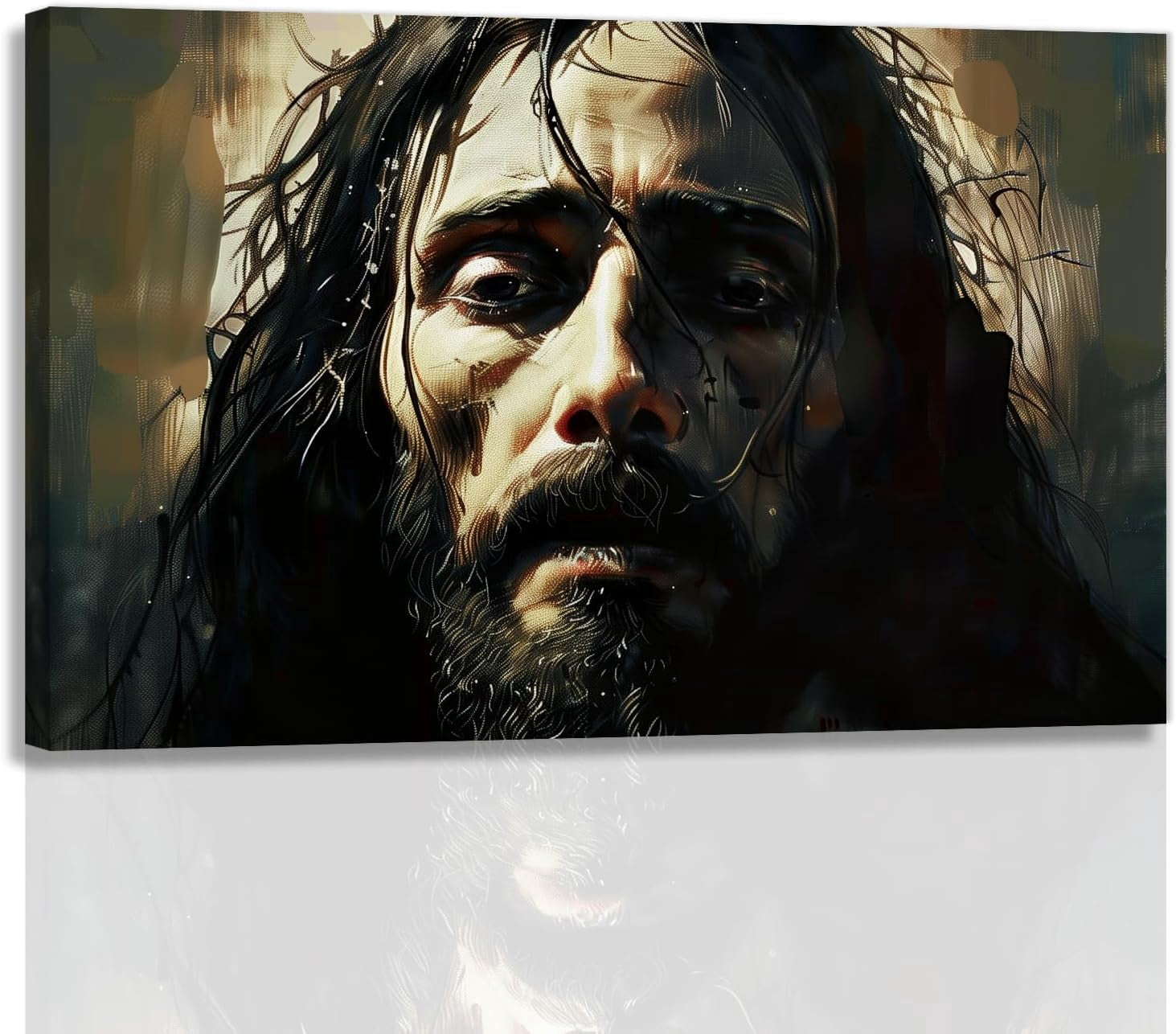 AEFER Jesus Christ Canvas Wall Art Sacred And Solemn Jesus Portrait ...