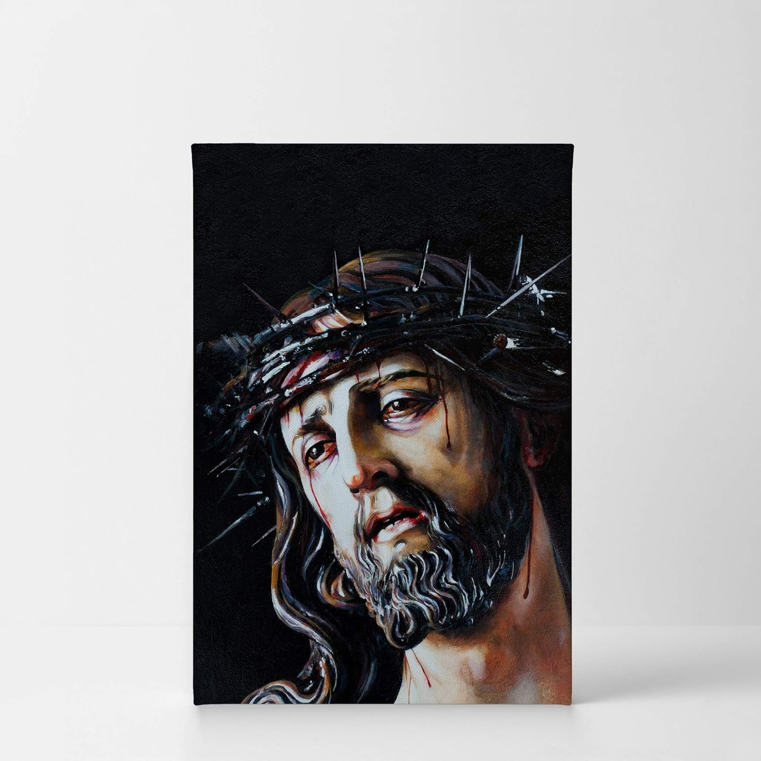 AEFER Jesus Christ in a Crown of Thorns Canvas Print Wall Decor Oil Painting Jesus Christ ...