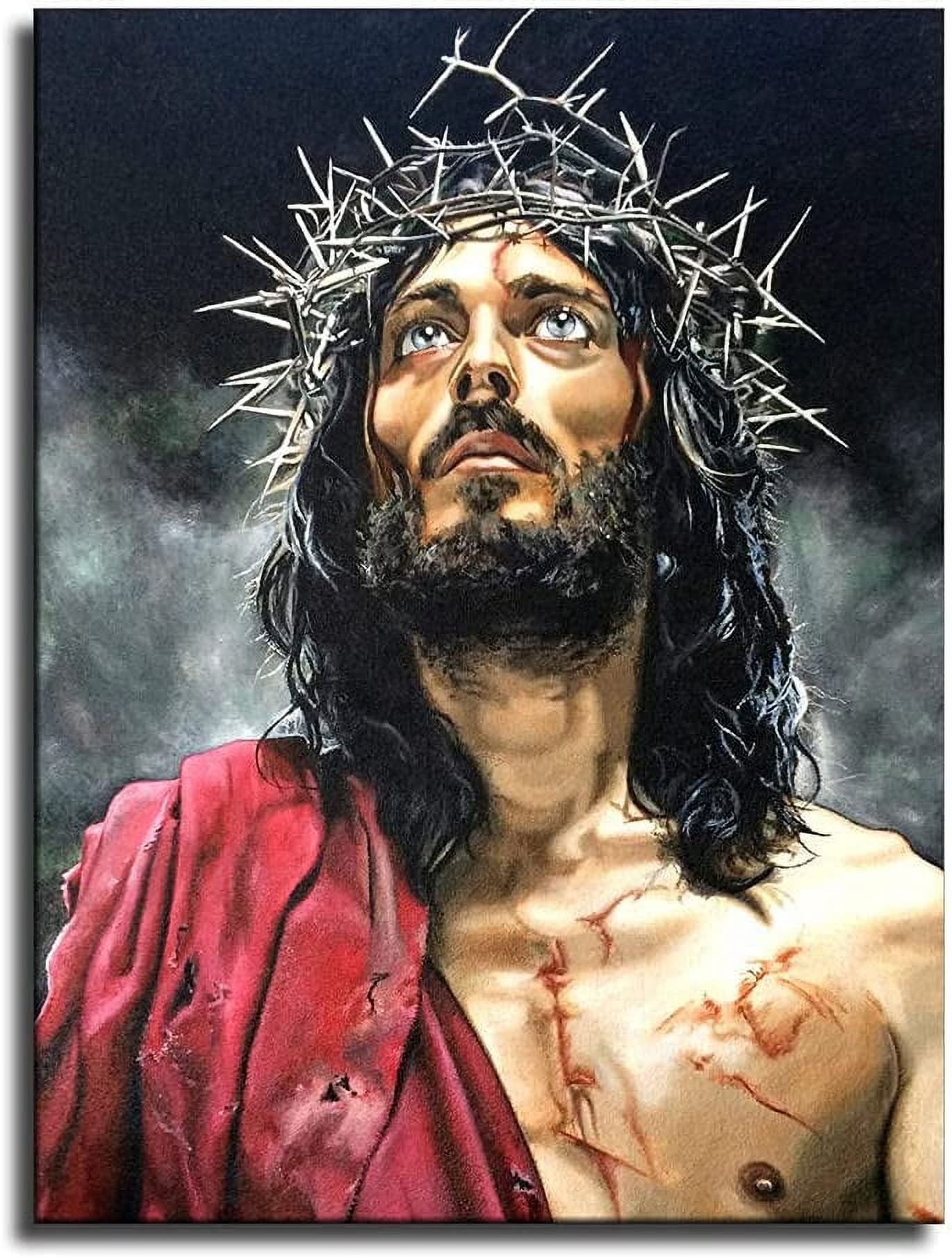 AEFER Jesus Christ Crown of Thorns Canvas Wall Art Print Poster Picture ...