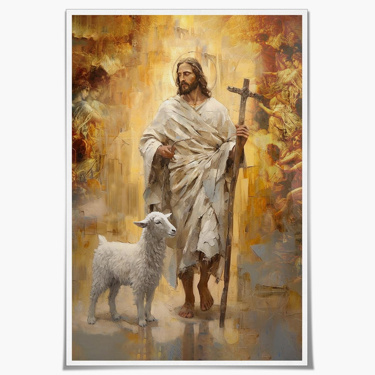 AEFER Jesus Christ Oil Painting Renaissance Wall Art The Good Shepherd ...