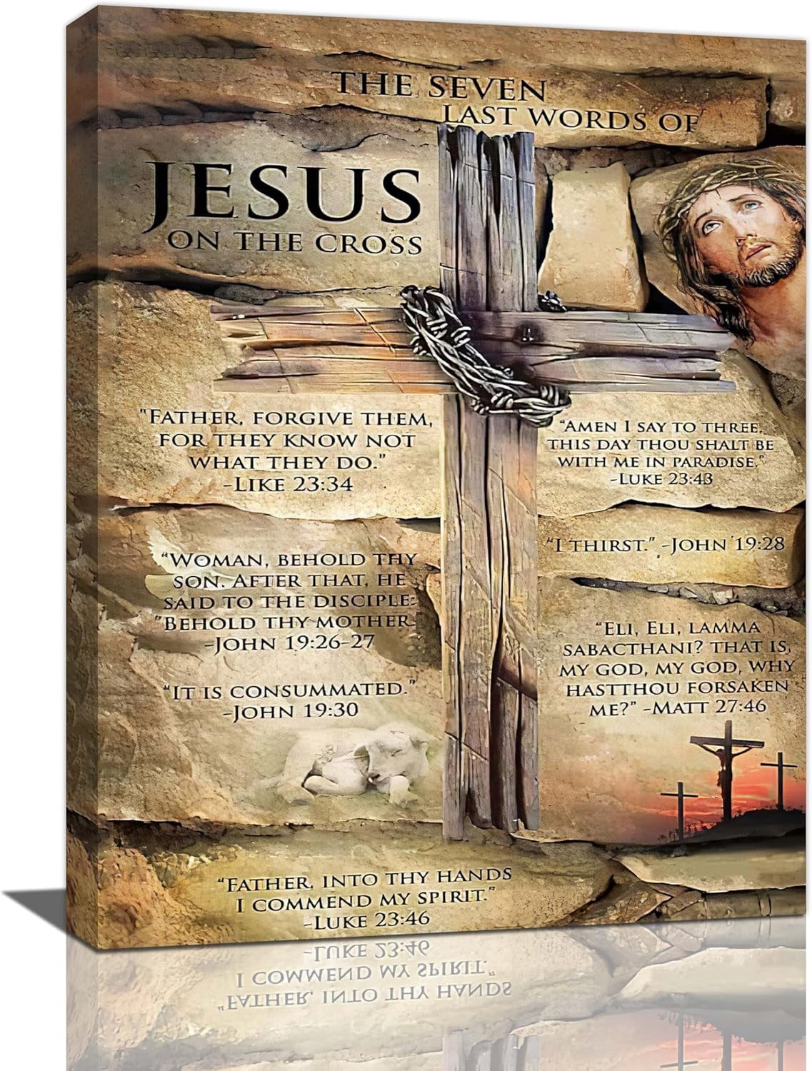 AEFER Jesus Cross Wall Art Christian Cross Pictures Wall Decor Christ ...