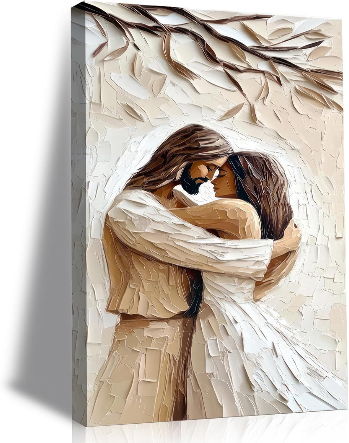 AEFER Jesus Embracing Woman Wall Art Women Safely in His Arms Wall ...