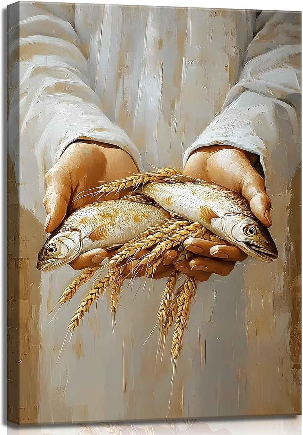 AEFER Jesus Feeds the 5000 Canvas Wall Art Christian Five Loaves and ...