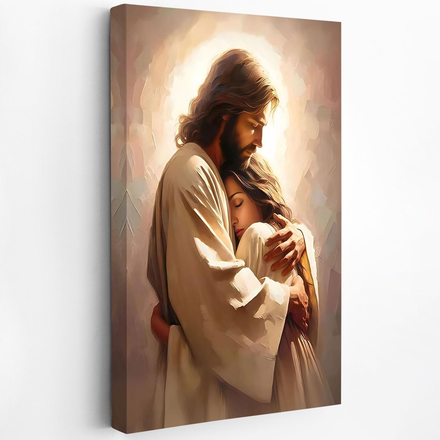 AEFER Jesus Guiding & Embracing Canvas Wall Art Inspirational Christian ...