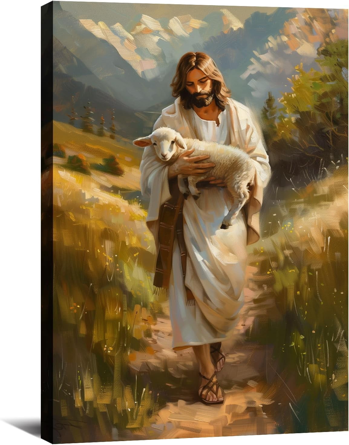 AEFER Jesus Hold The Lamb Canvas Wall Art Christian Religious Wall ...
