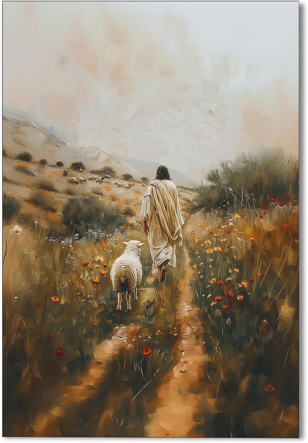 AEFER Jesus Lamb Canvas Painting Printing Jesus Wall Art Christian Wall ...