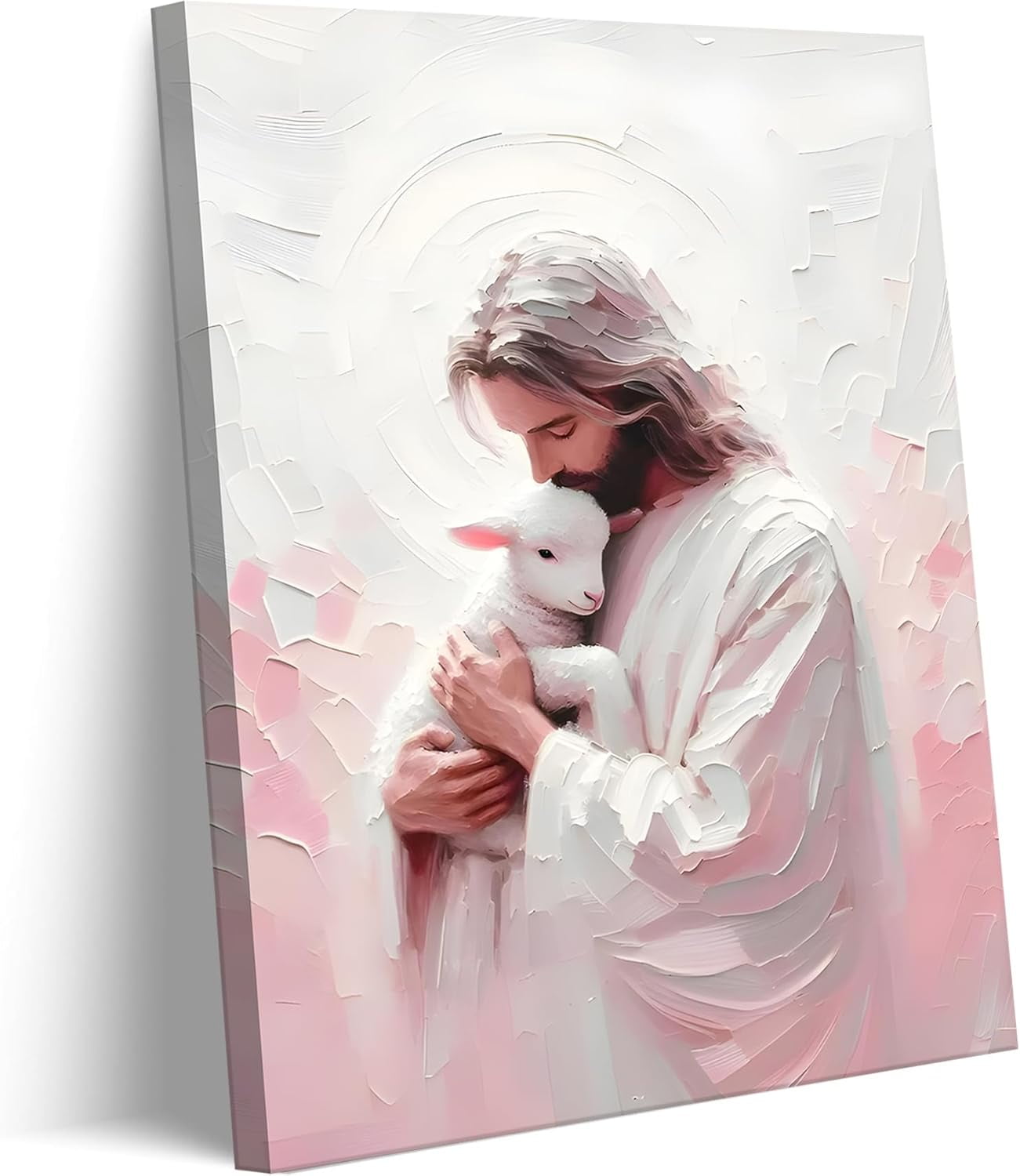 AEFER Jesus and Lamb Canvas Wall Art Christian Bible Story Jesus Finds ...