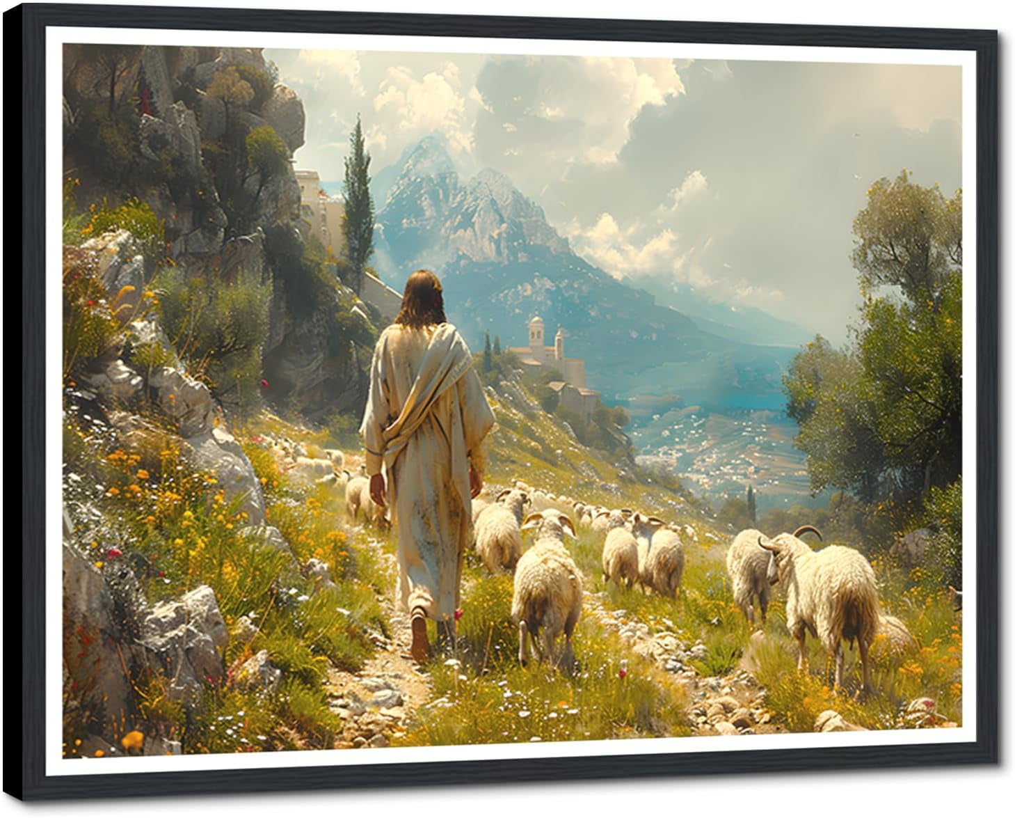 AEFER Jesus and Lamb Canvas Wall Art Jesus Christ Picture Wall Decor ...