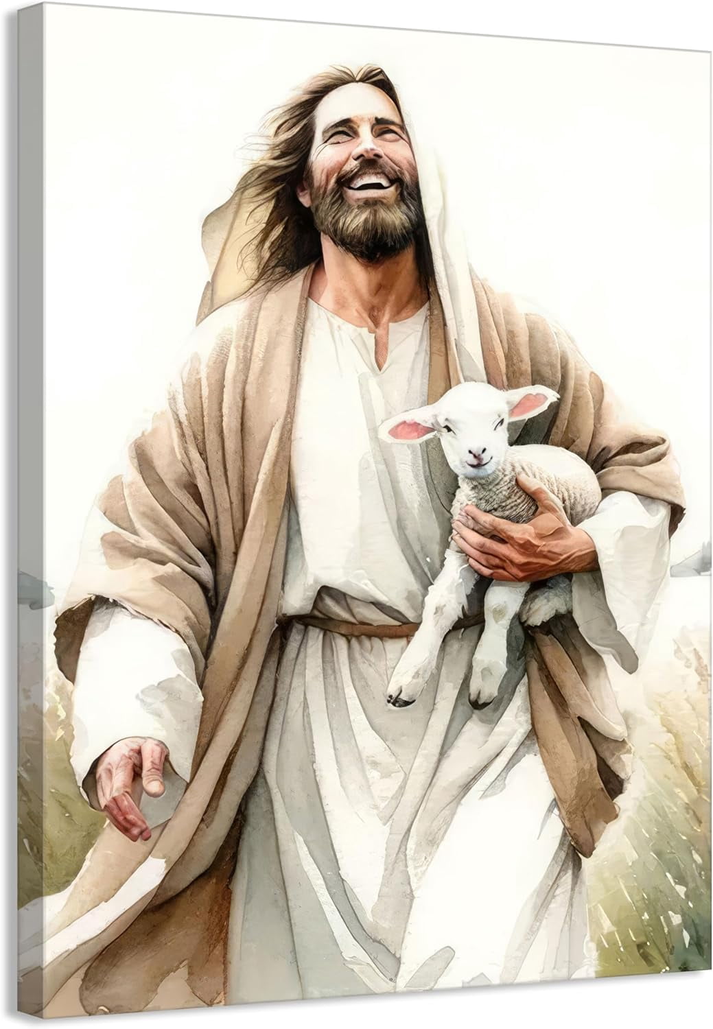 AEFER Jesus and Lamb Canvas Wall Art Pictures Bible Story Jesus Finds ...