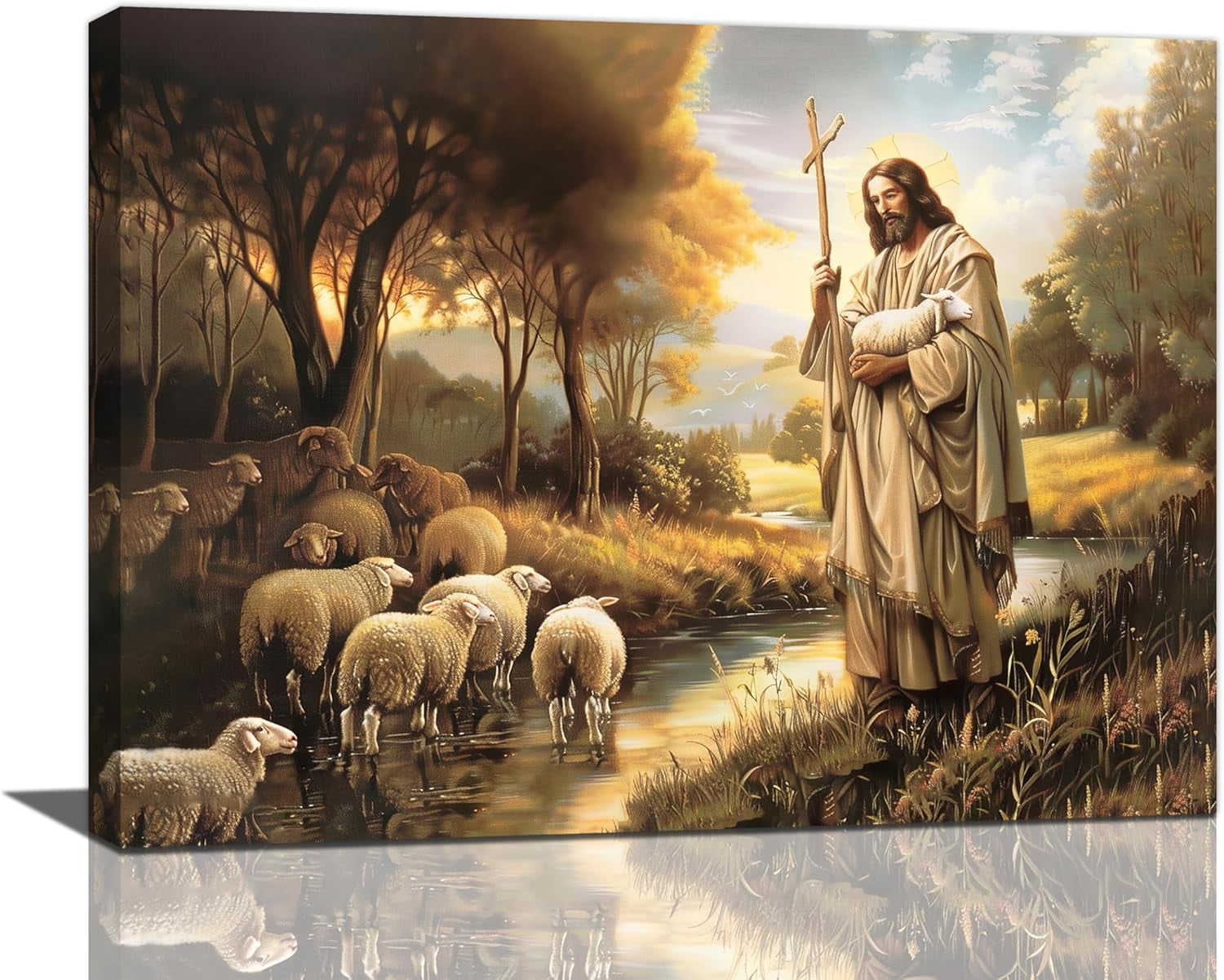 AEFER Jesus And Lamb Wall Decor Christian Pictures Vintage Jesus Christ ...