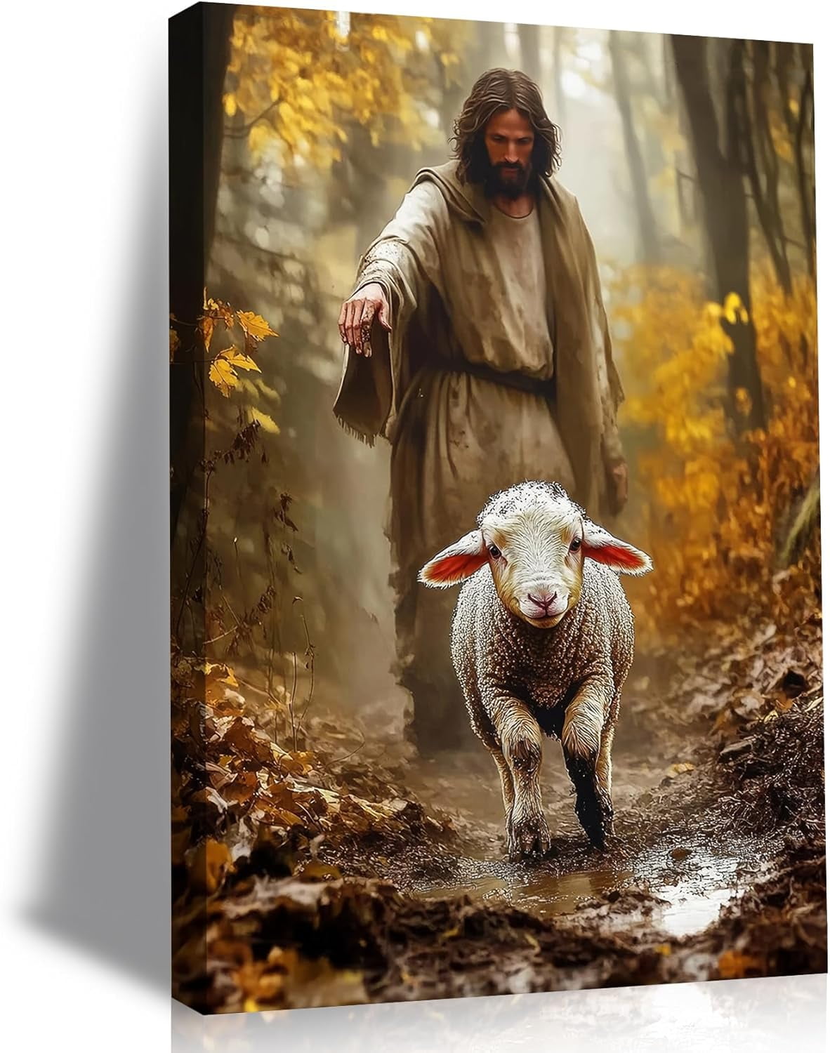 AEFER Jesus and the Lamb wall art Christian Mural painting Canvas ...