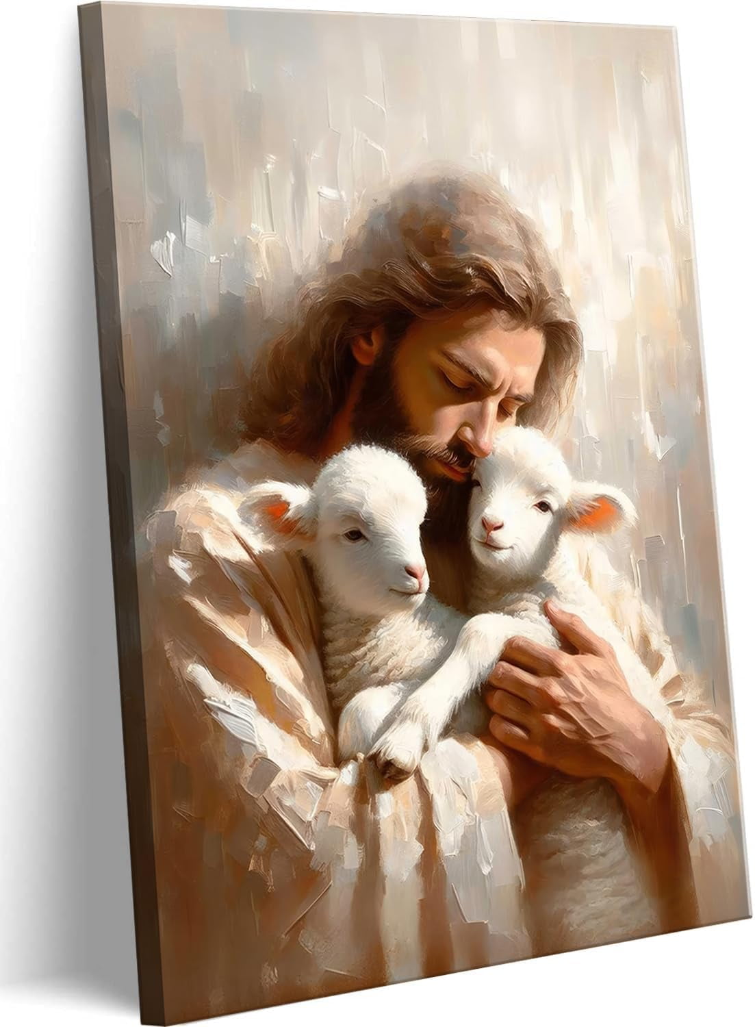 AEFER Jesus and Lambs Canvas Wall Art Jesus Christ The Good Shepherd ...