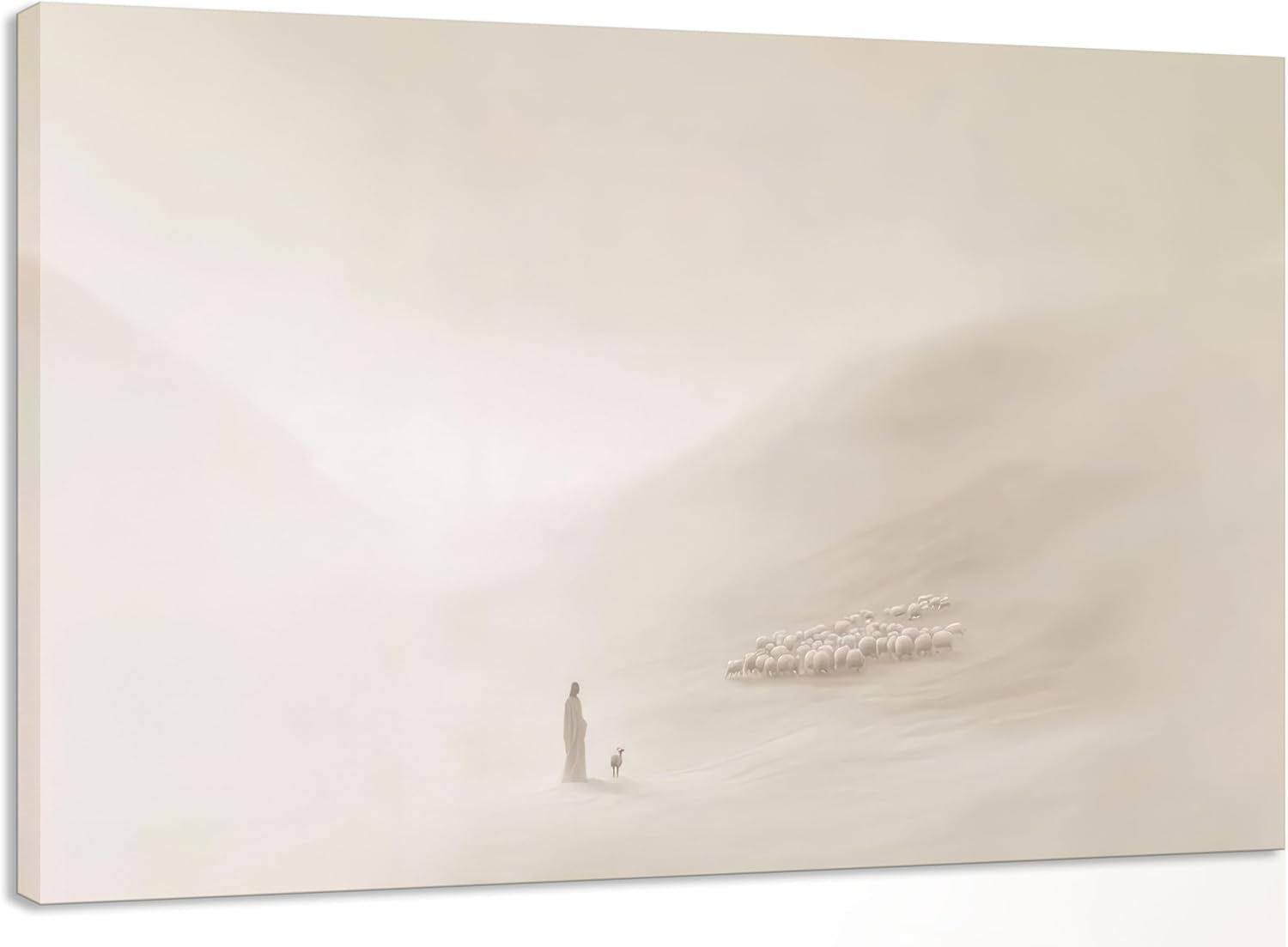 AEFER Jesus Leaves the 99 Sheep Wall Art Jesus And Lamb Canvas Faithful ...