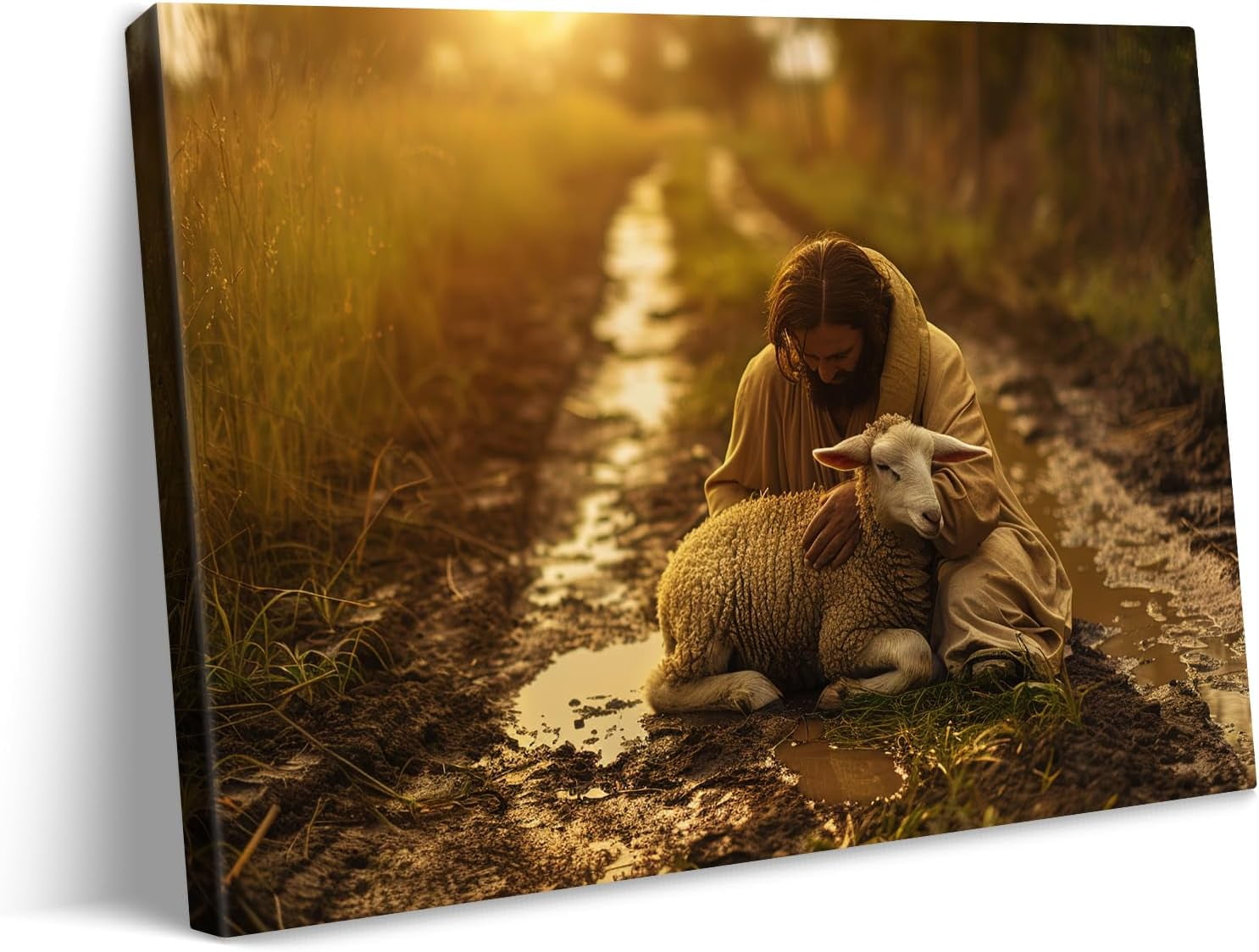 AEFER Jesus and Lost Lamb Canvas Prints Redeeming Grace Wall Art ...