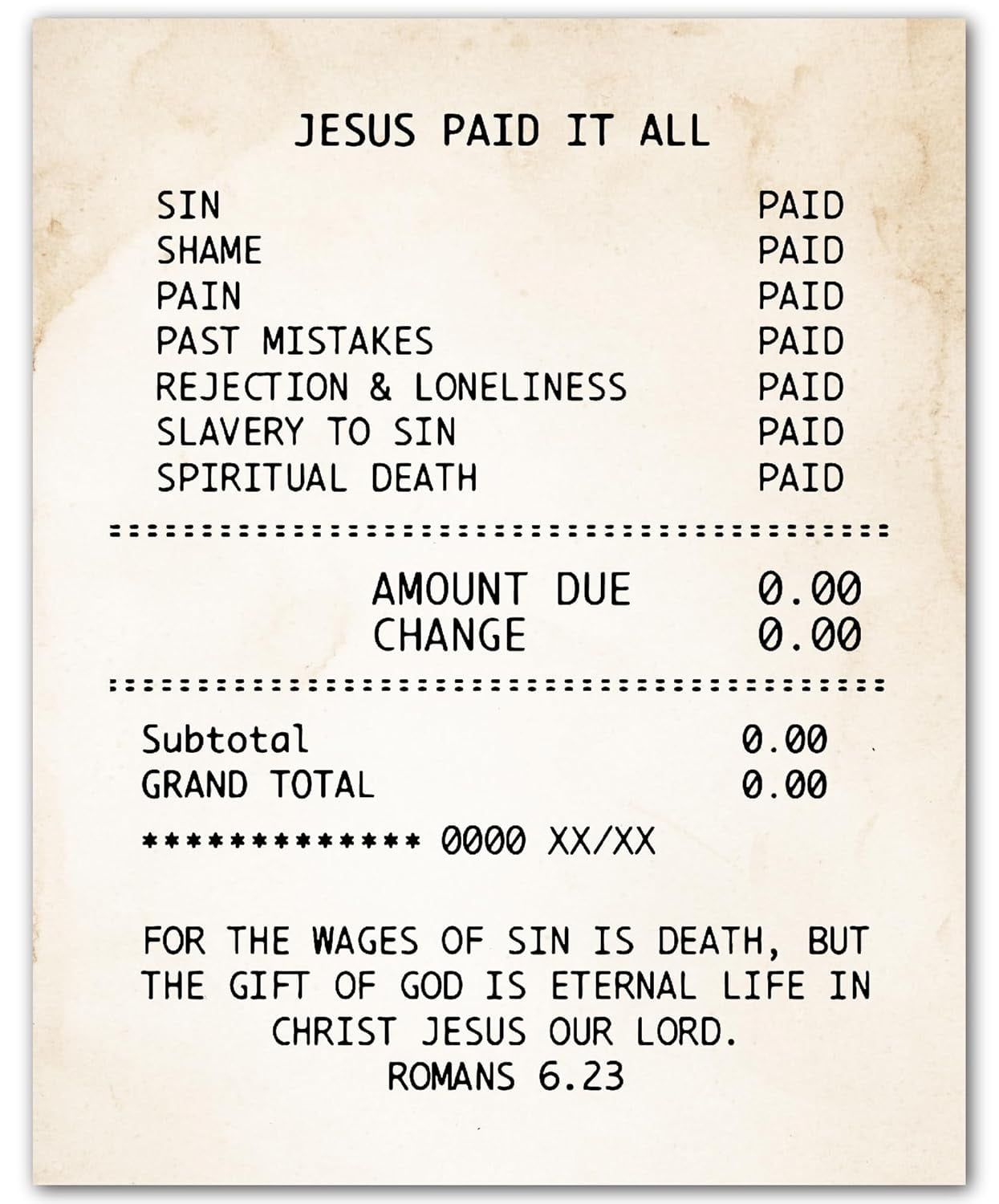 AEFER Jesus Paid it All - Christian Wall Art Print, Motivational ...