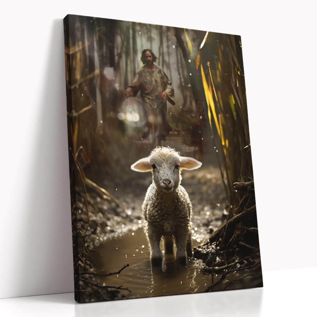 AEFER Jesus Rescue Lamb Canvas Christian Religious God Sheep Prints ...