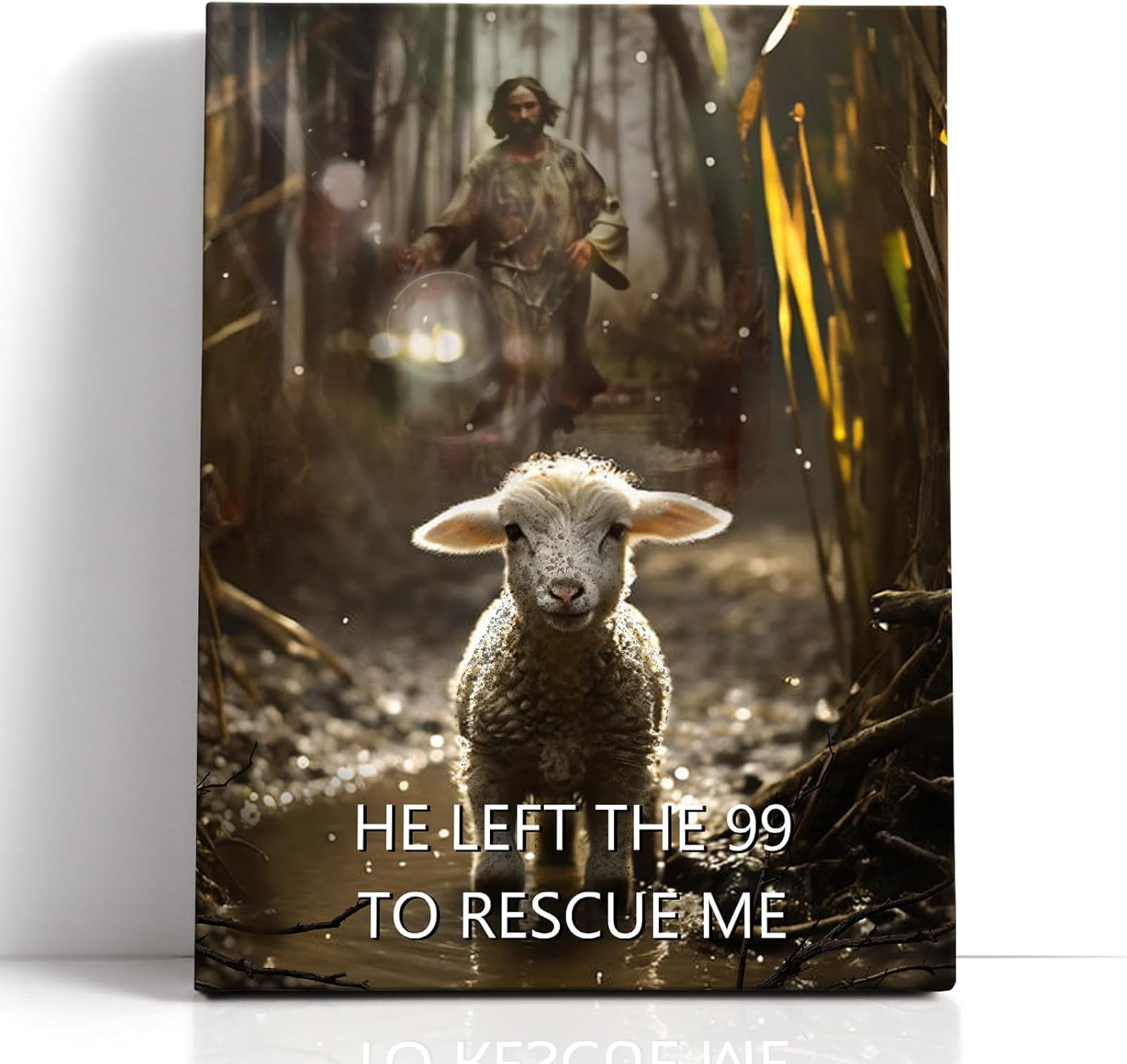AEFER Jesus Rescue Lamb Text Canvas Christian Religious God Sheep Lamb Prints Painting Picture S ...